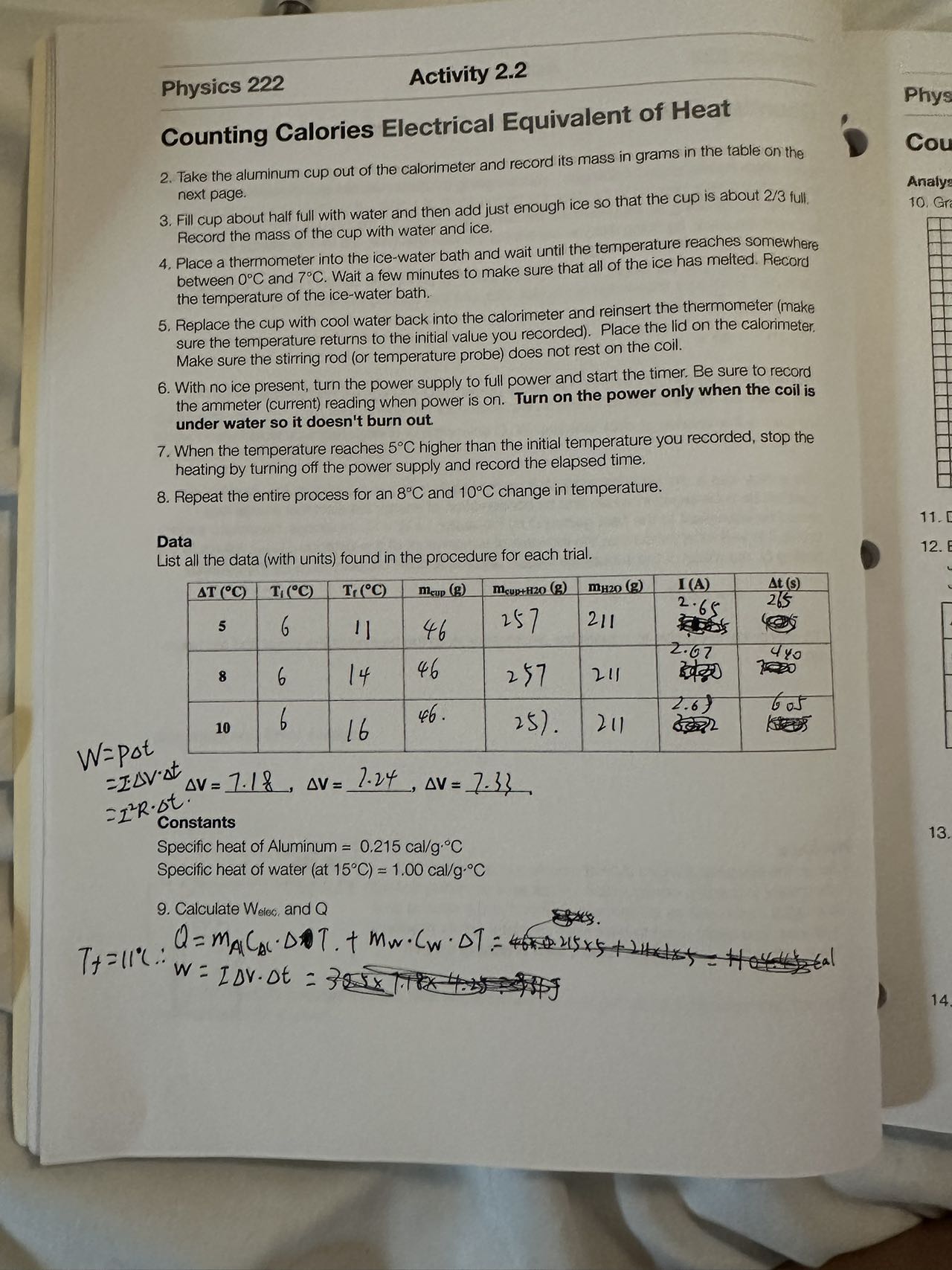 Counting Calories Electrical Equivalent of Heat 2. | Chegg.com