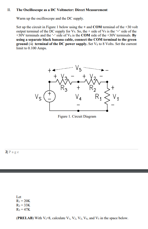 Solved II. The Oscilloscope as a DC Voltmeter: Direct | Chegg.com