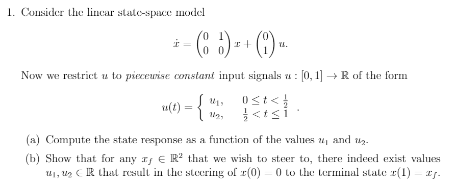 Solved 1 Consider The Linear State Space Model C Co O