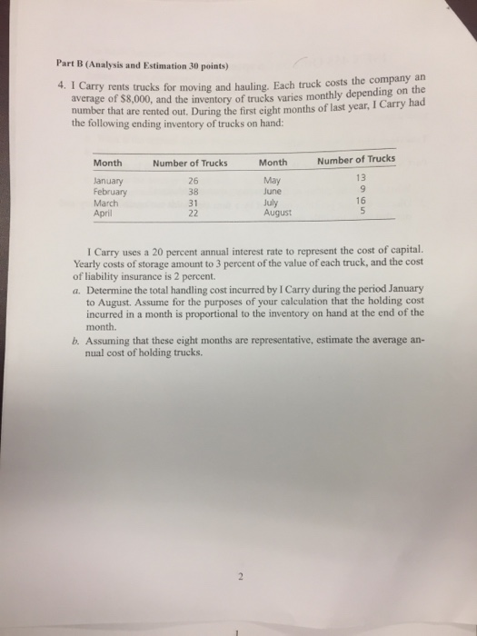 Solved Part B (Analysis and Estimation 30 points) Carry | Chegg.com
