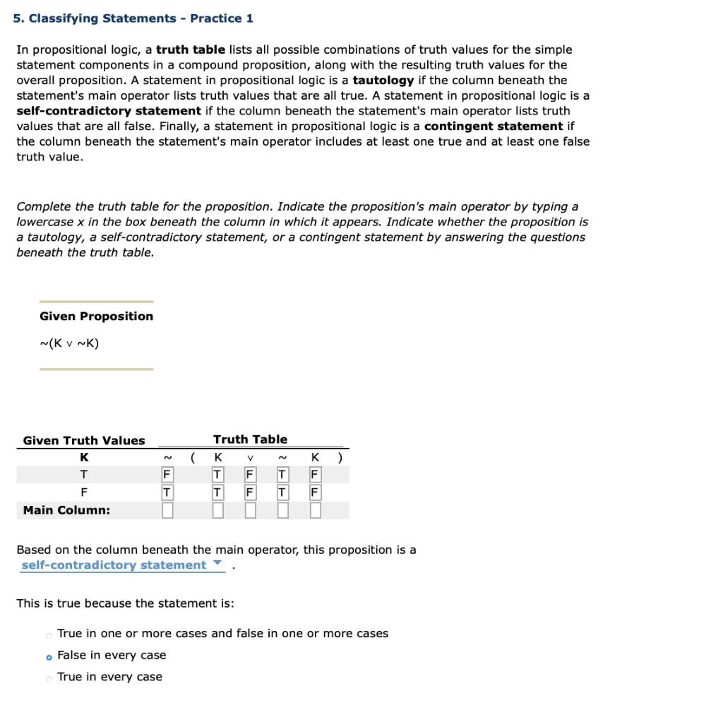 Solved 5. Classifying Statements - Practice 1 In | Chegg.com