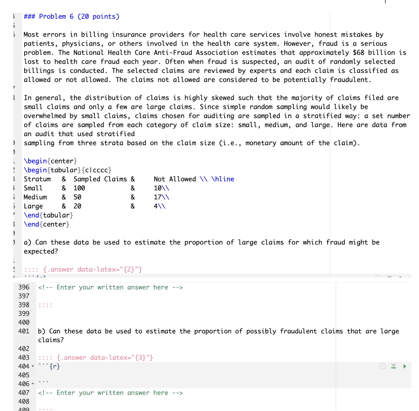 Solved \#\#\# Problem 6 (20 points) Most errors in billing | Chegg.com