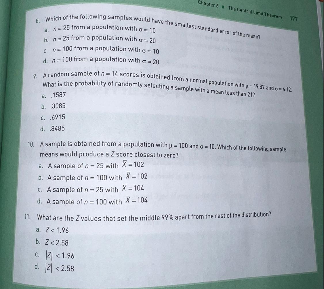Solved 8. Which of the following samples would have the | Chegg.com