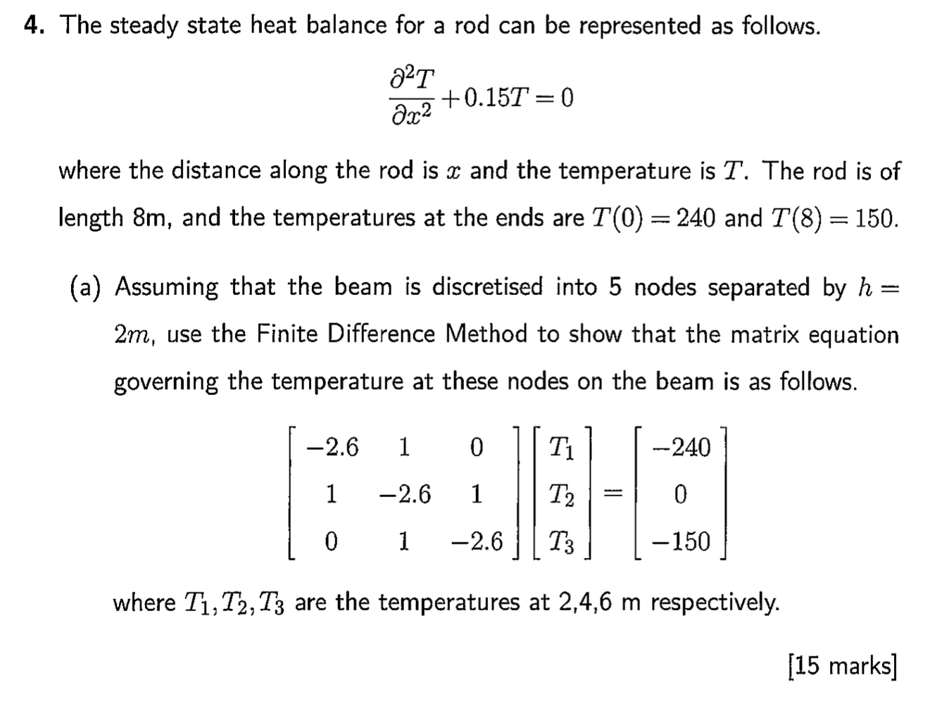 Solved The steady state heat balance for a rod can be | Chegg.com