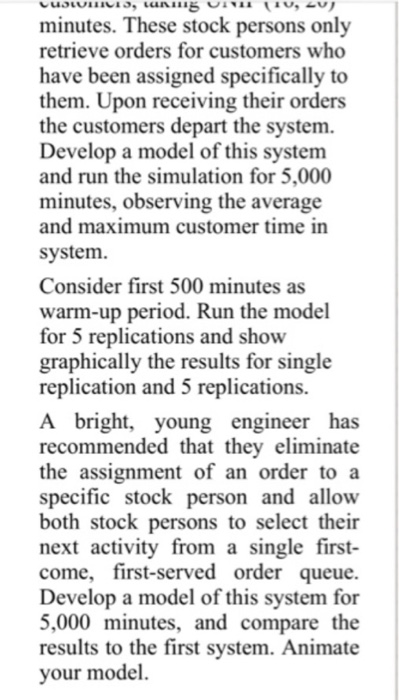 USING ARENA SIMULATIONS SOFTWARE | Chegg.com