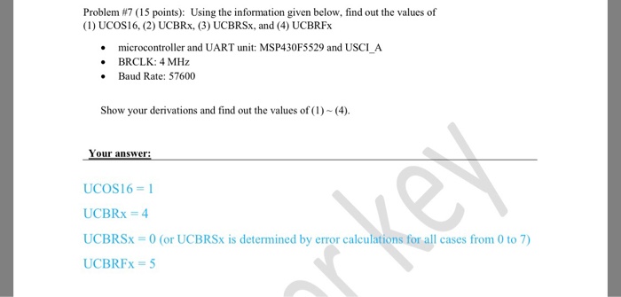 Solved Problem #7 (15 points): Using the information given | Chegg.com