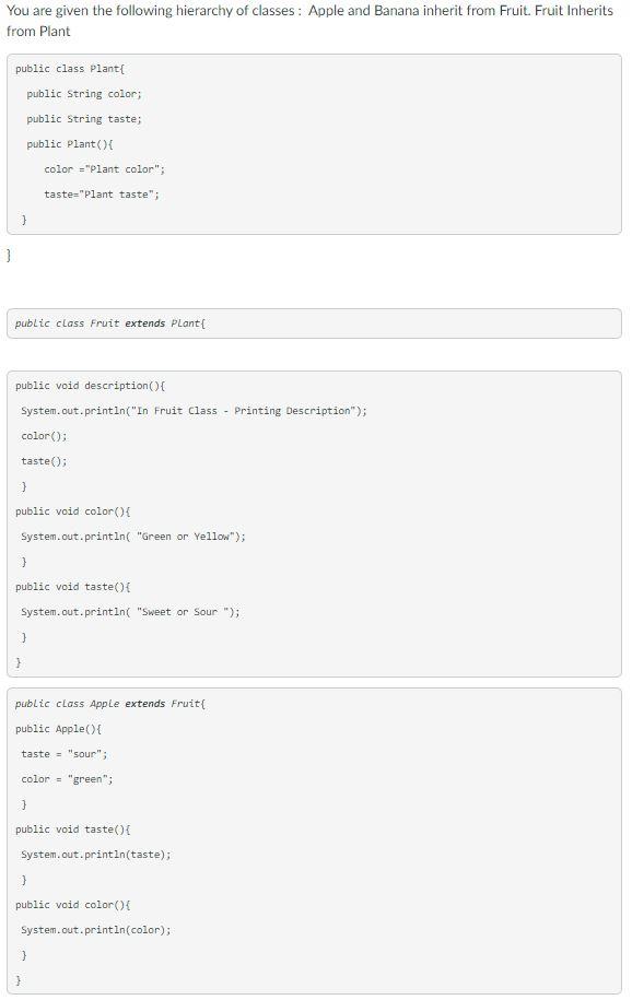 Solved You are given the following hierarchy of classes: | Chegg.com