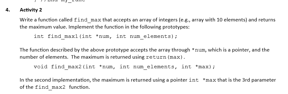 Solved 4. Activity 2 Write a function called find_max that | Chegg.com