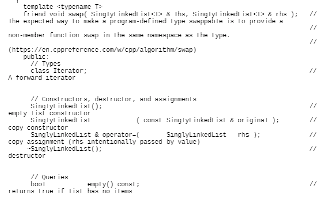 Solved Given the Singly Linked List interface a presented in | Chegg.com