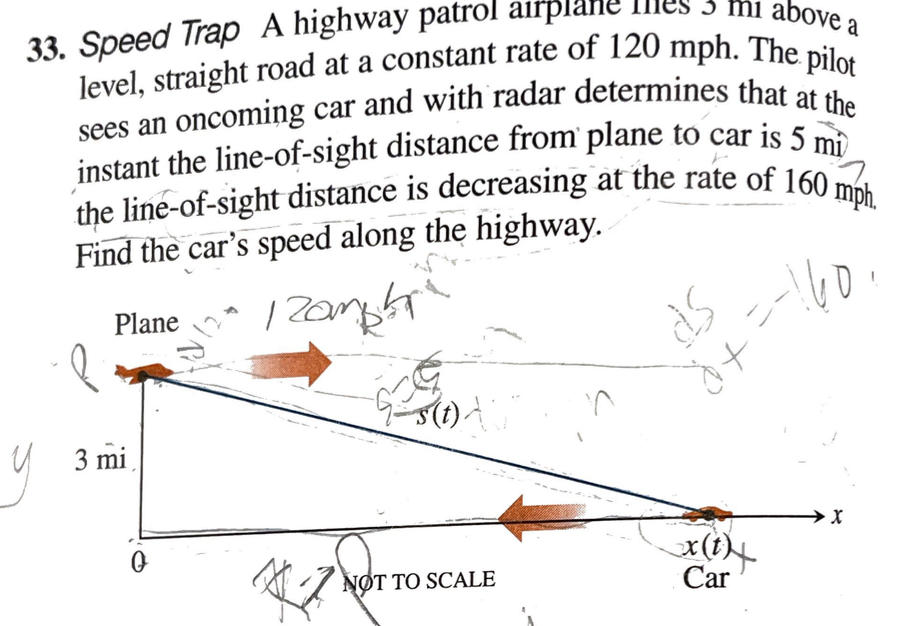 Solved 33. Speed Trap A highway patrol alrplane 120mpl above | Chegg.com