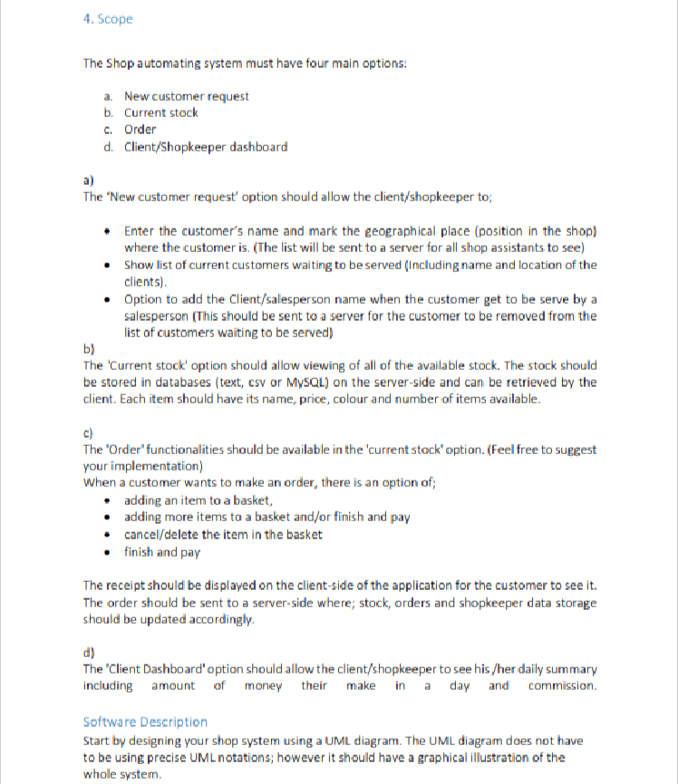 Solved 1. Brief Task Description Design and implement 'Store | Chegg.com
