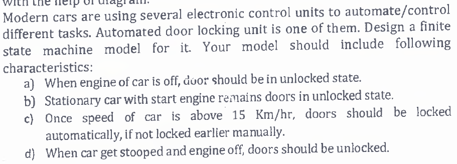 Solved Modern cars are using several electronic control | Chegg.com