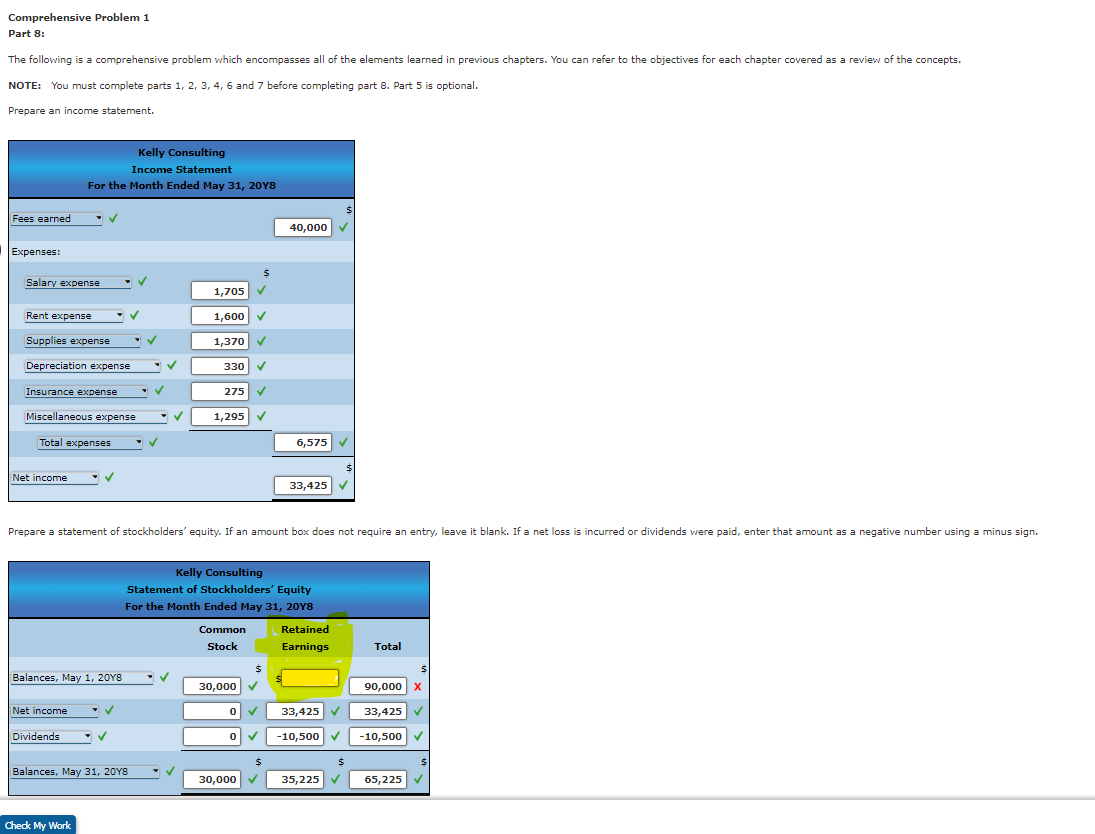 Solved Comprehensive Problem 1 Part 8: NOTE: You must | Chegg.com