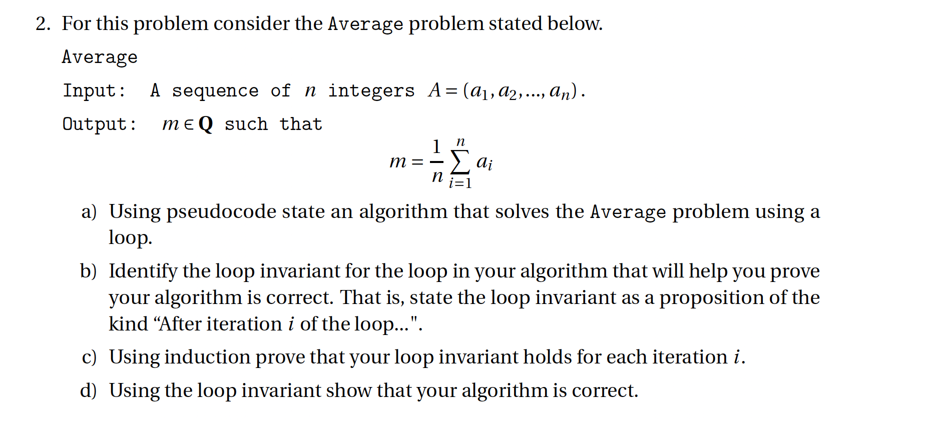 Solved For this problem consider the Average problem stated | Chegg.com
