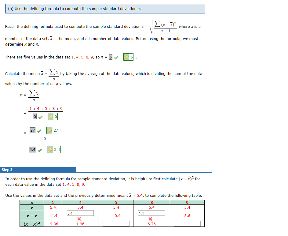 Solved B Use The Defining Formula To Compute The Sample