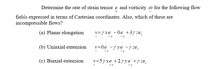 Determine the rate of strain tensor e and vorticity a | Chegg.com