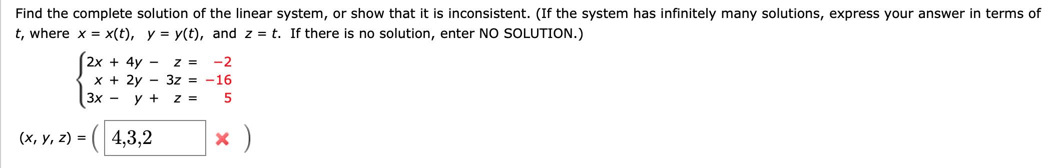 Solved Find the complete solution of the linear system, or | Chegg.com