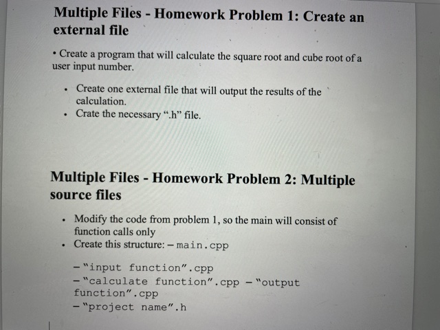 Solved Multiple Files - Homework Problem 1: Create an | Chegg.com