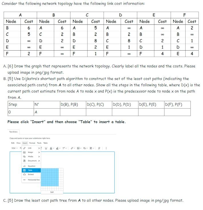 Solved Consider the following network topology have the | Chegg.com
