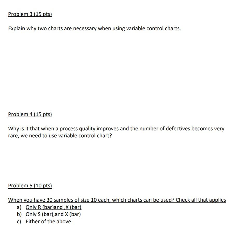 Solved Consider the charts below. a) is the process stable? | Chegg.com