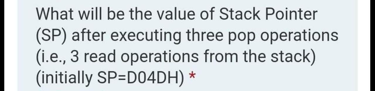 What will be the value of Stack Pointer (SP) after | Chegg.com