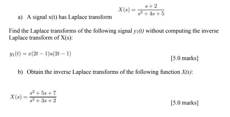 a) ﻿A signal x(t) ﻿has Laplace | Chegg.com