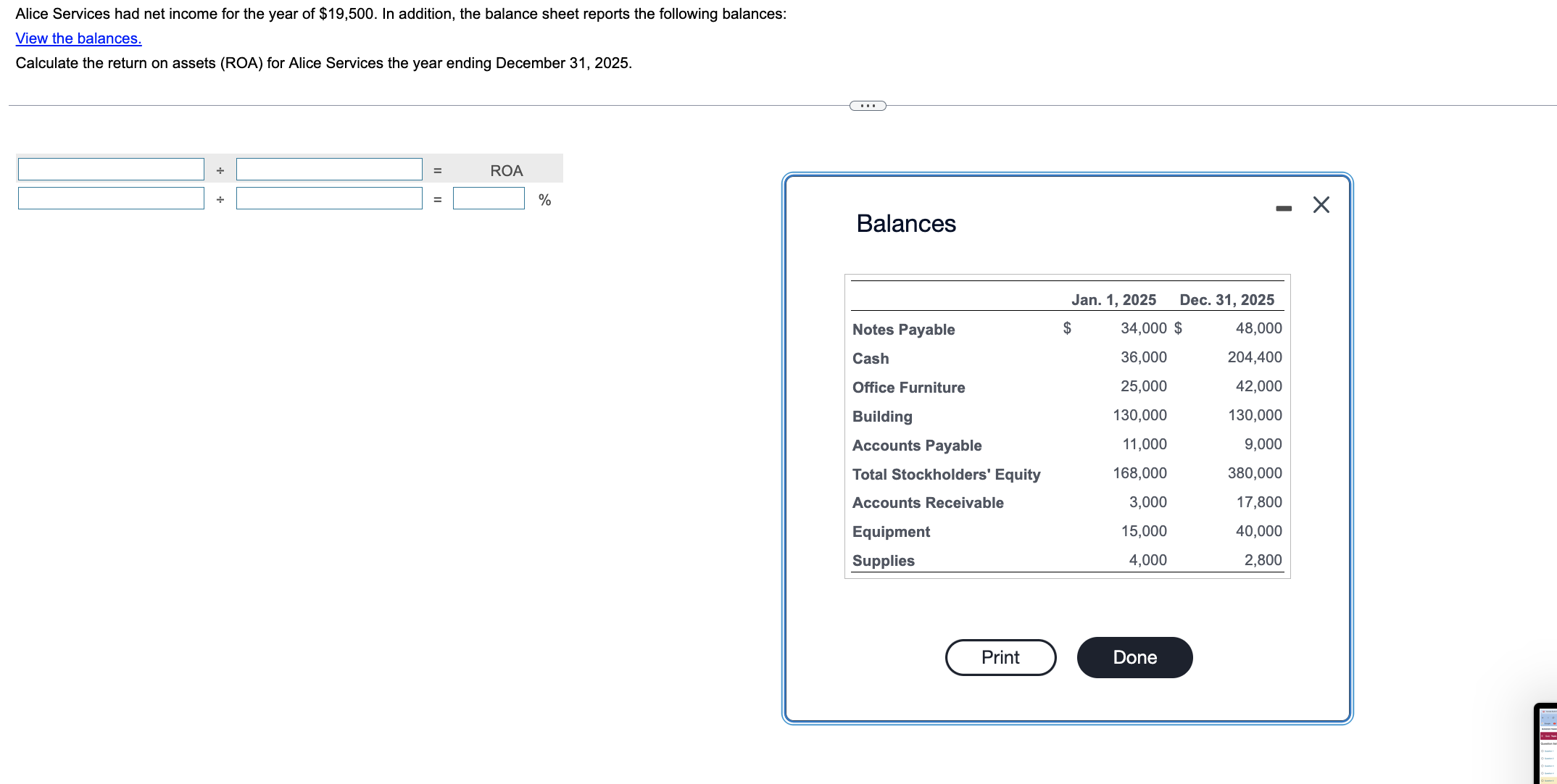 Solved View the balances.Calculate the return on assets | Chegg.com