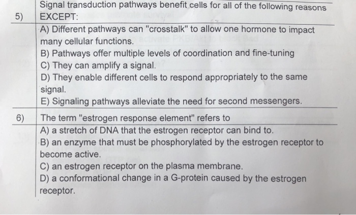 Solved Signal transduction pathways benefit cells for all of | Chegg.com
