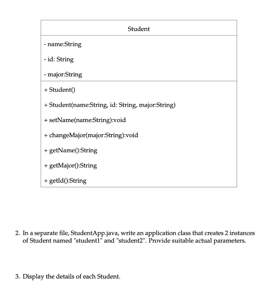 Solved 1. Write support class according to the UML diagram | Chegg.com
