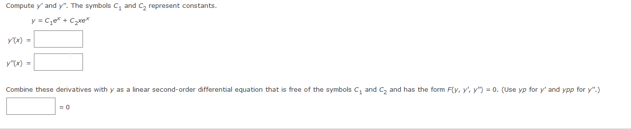Solved Compute y' and y". The symbols C1 and represent | Chegg.com