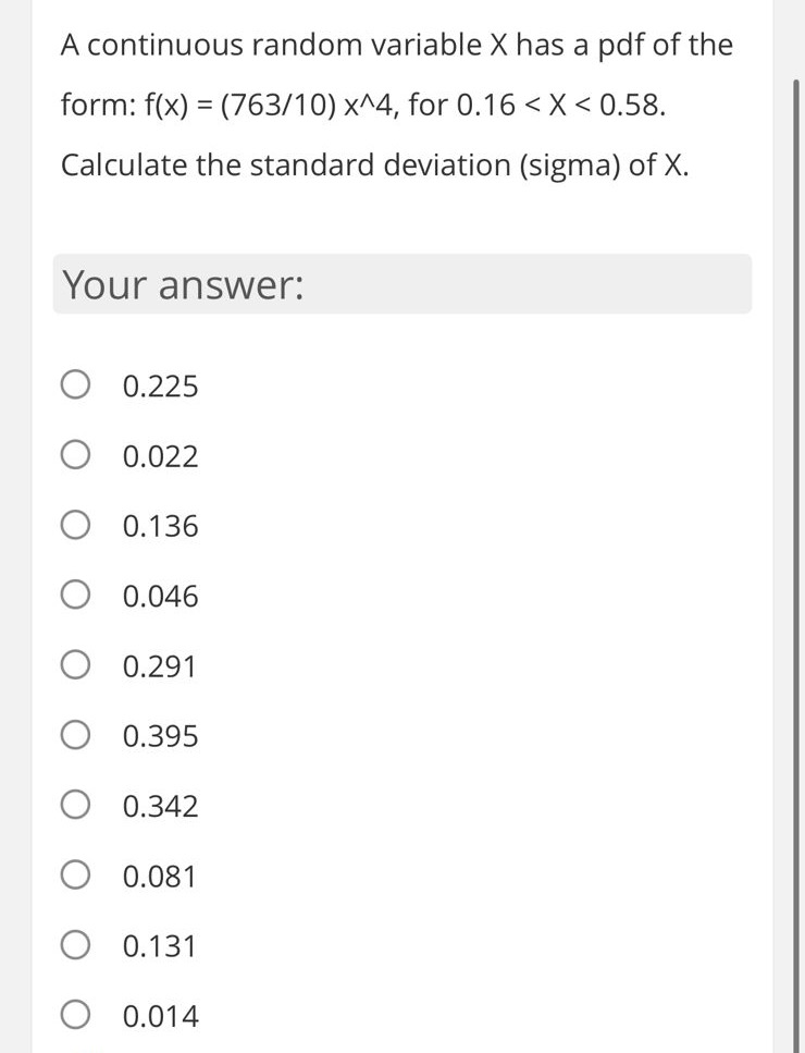 Solved A continuous random variable x ﻿has a pdf of | Chegg.com