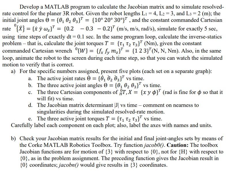 Solved This exercise focus on the Jacobian matrix and | Chegg.com