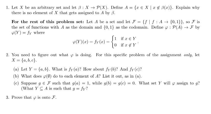 Solved 1. Let X be an arbitrary set and let β : X → P(X). | Chegg.com