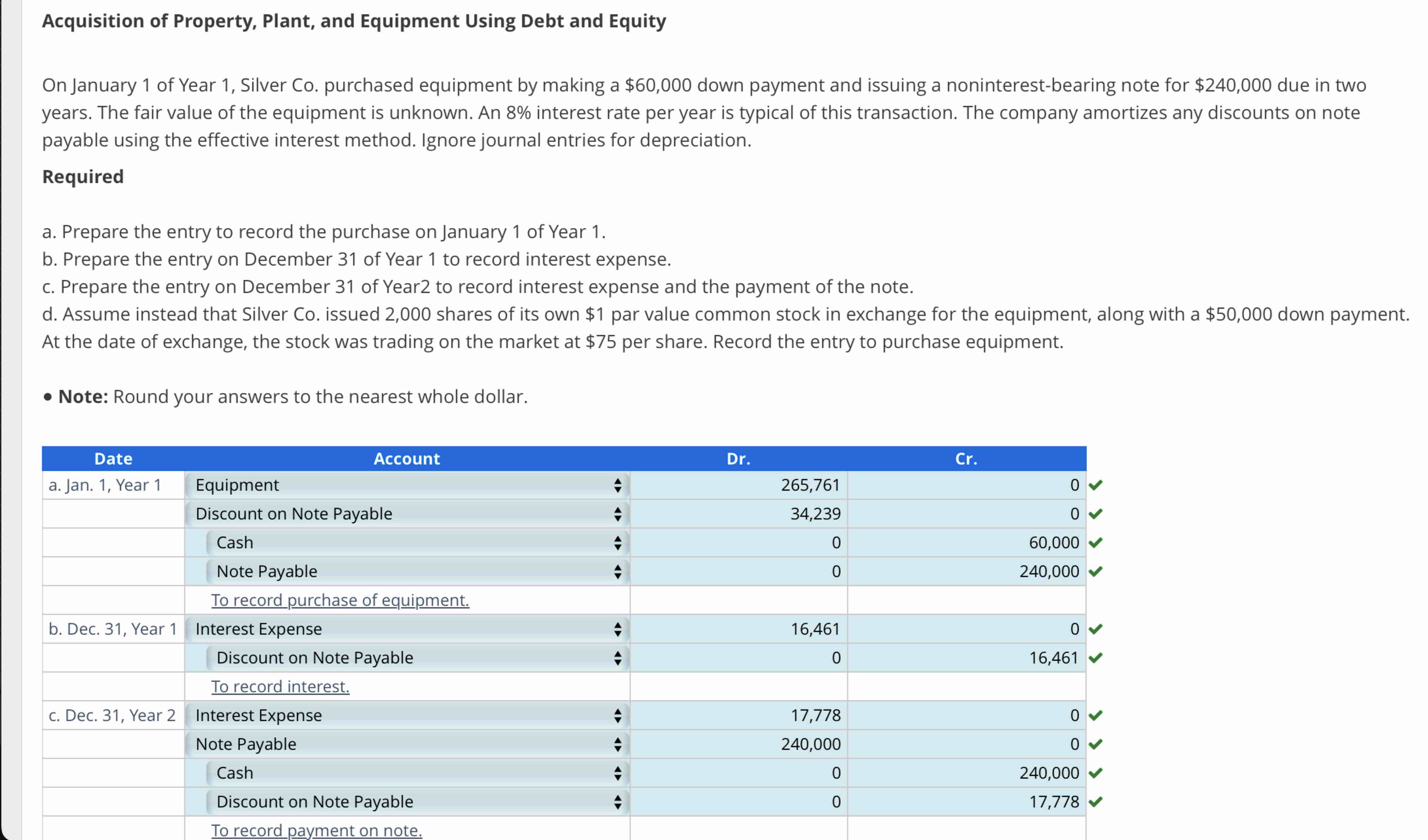 Solved Acquisition of Property, Plant, and Equipment Using | Chegg.com