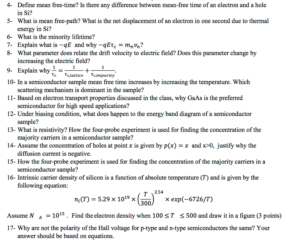 Solved 4- Define mean free-time? Is there any difference | Chegg.com