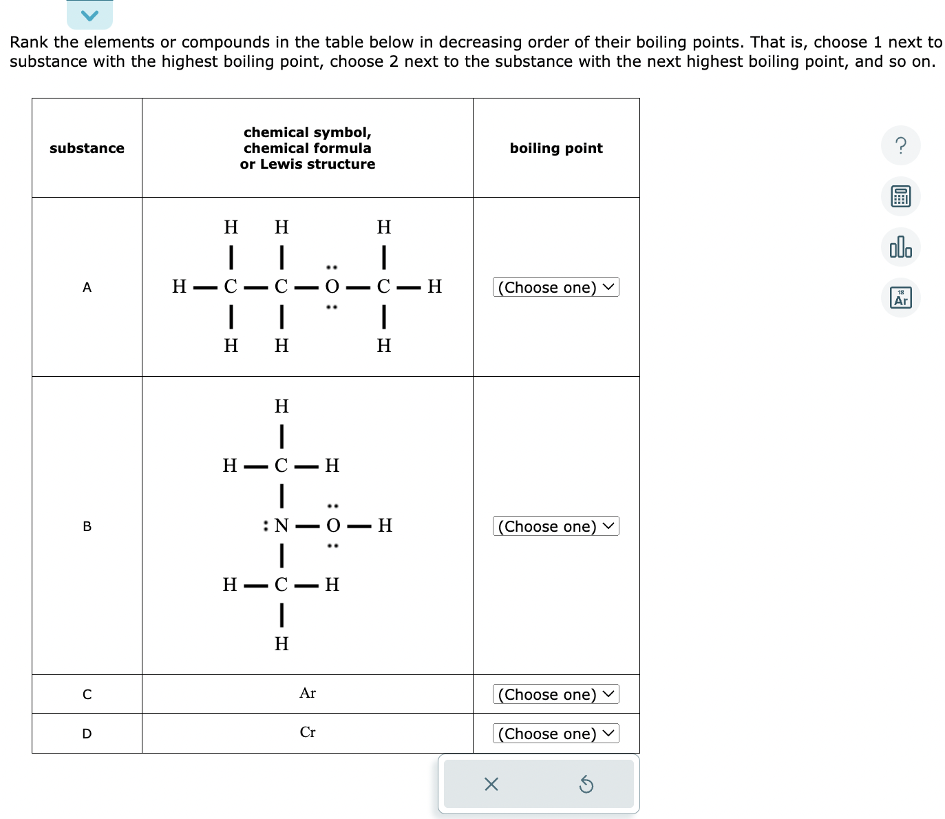 Solved Rank the elements or compounds in the table below in | Chegg.com