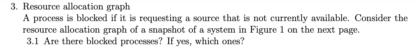 Solved 3. Resource allocation graph A process is blocked if | Chegg.com