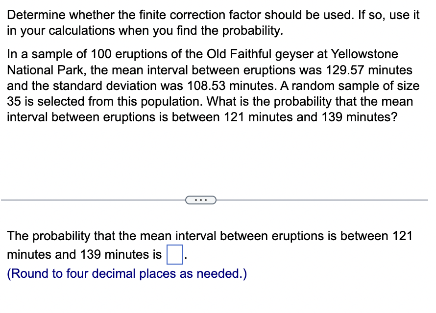 Solved Determine Whether The Finite Correction Factor Should