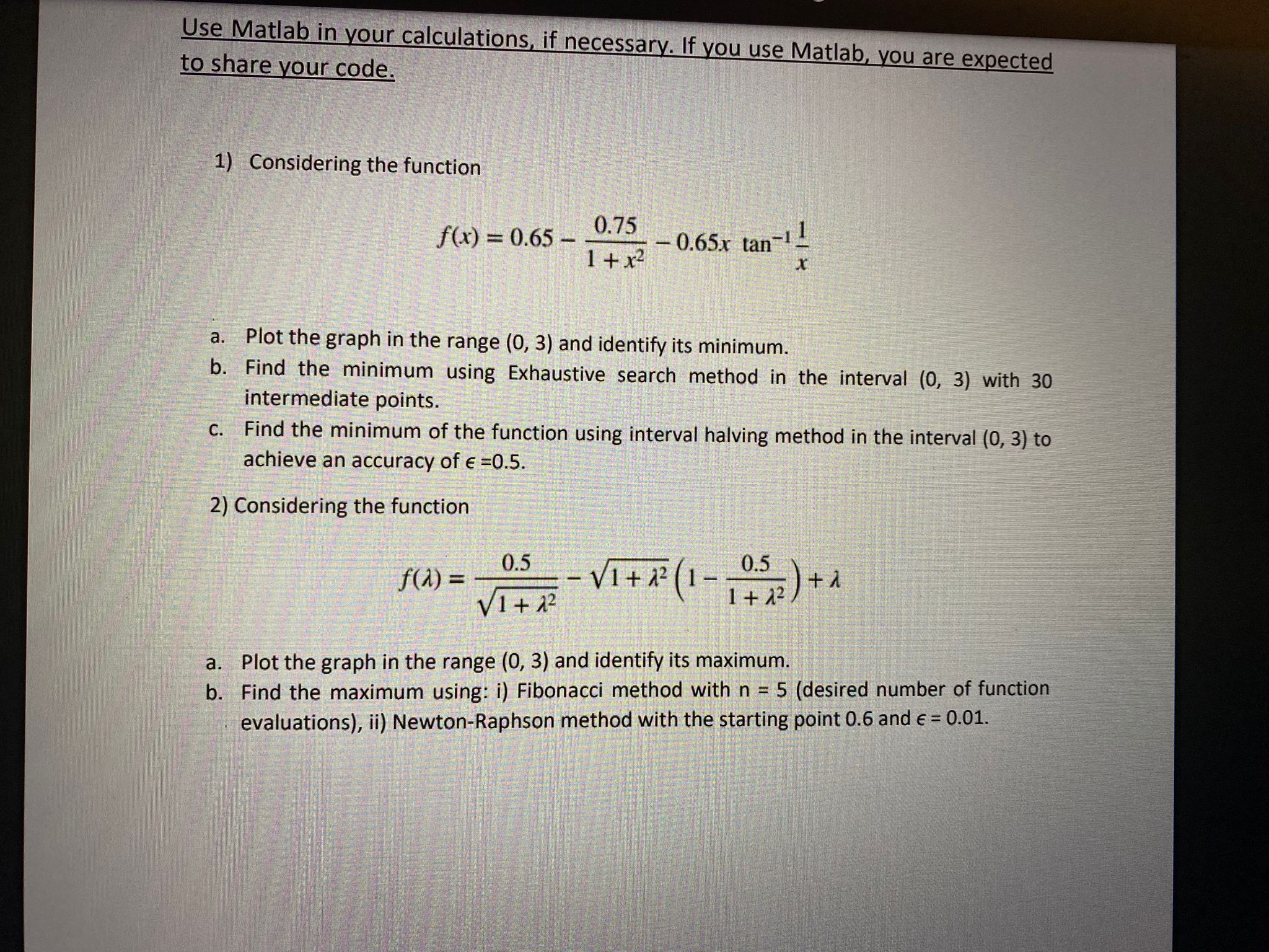 Solved Use Matlab in your calculations, if necessary. If you | Chegg.com