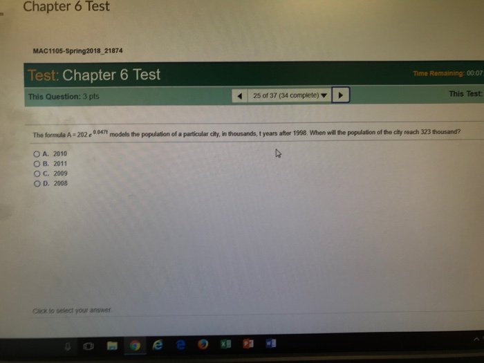Solved Chapter 6 Test MAC1105-Spring2018 21874 Test: Chapter | Chegg.com