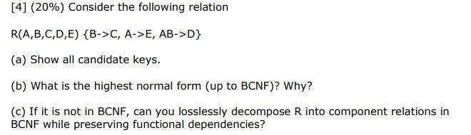 Solved [4] (20%) Consider the following relation | Chegg.com