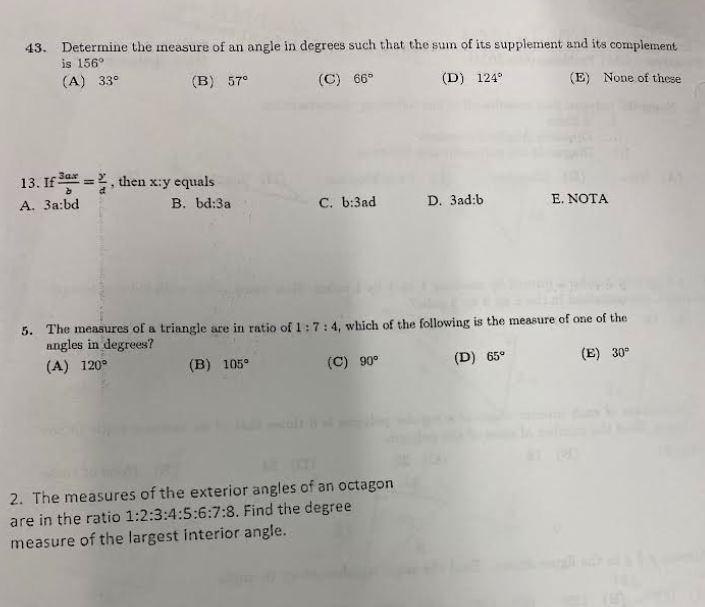 Solved 43. Determine the measure of an angle in degrees such | Chegg.com