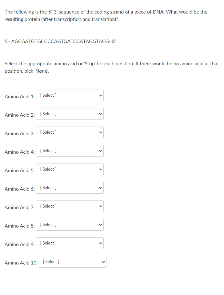 Solved The following is the 5'-3' sequence of the coding | Chegg.com