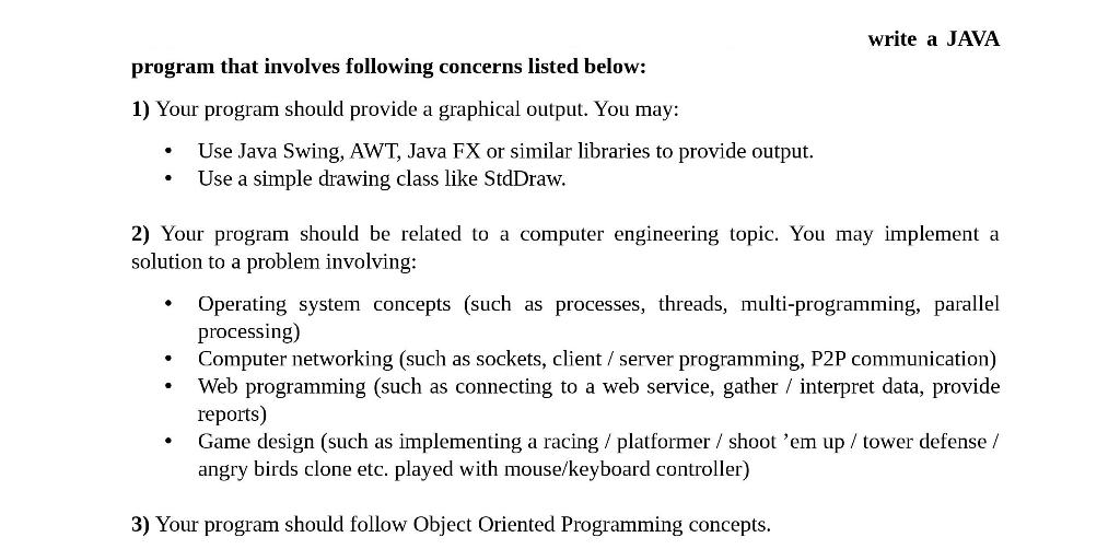 Solved write a JAVA program that involves following concerns | Chegg.com
