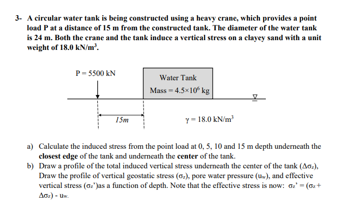 Solved 3- A circular water tank is being constructed using a | Chegg.com