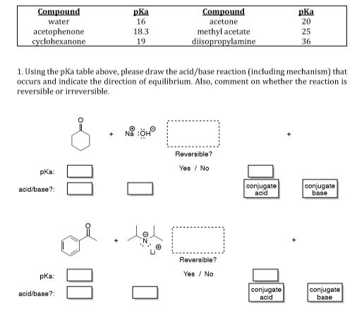 Solved pKa 16 18.3 19 pKa 20 25 36 water acetophenone | Chegg.com