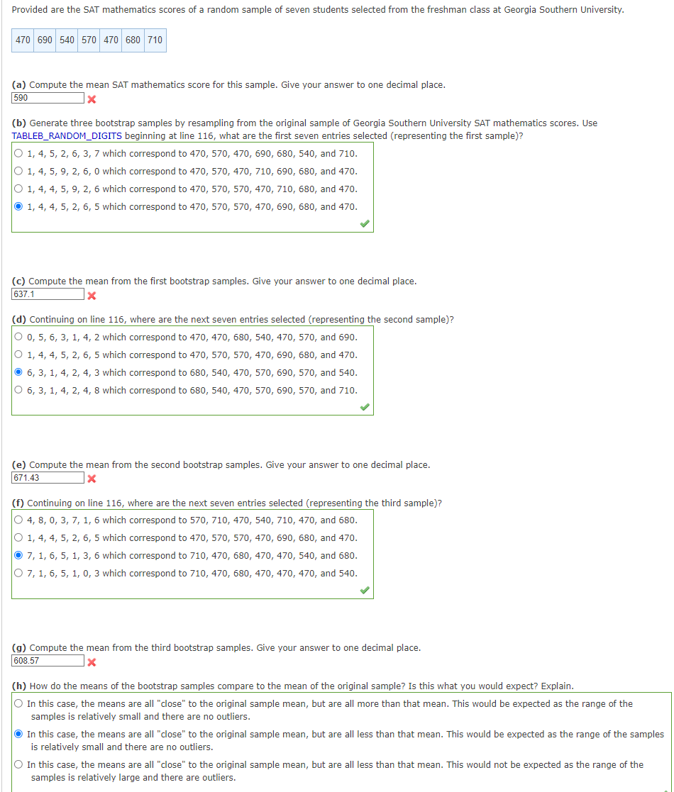 Solved Provided are the SAT mathematics scores of a random | Chegg.com