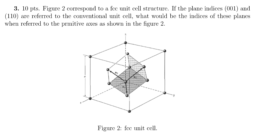 Solved 3. 10 pts. Figure 2 correspond to a foc unit cell | Chegg.com