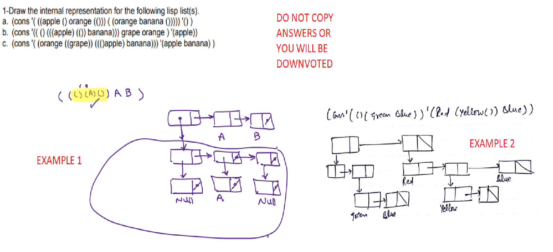 Solved 1-Draw the internal representation for the following | Chegg.com