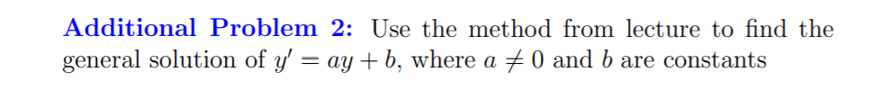 Solved Additional Problem 2 Use The Method From Lecture To